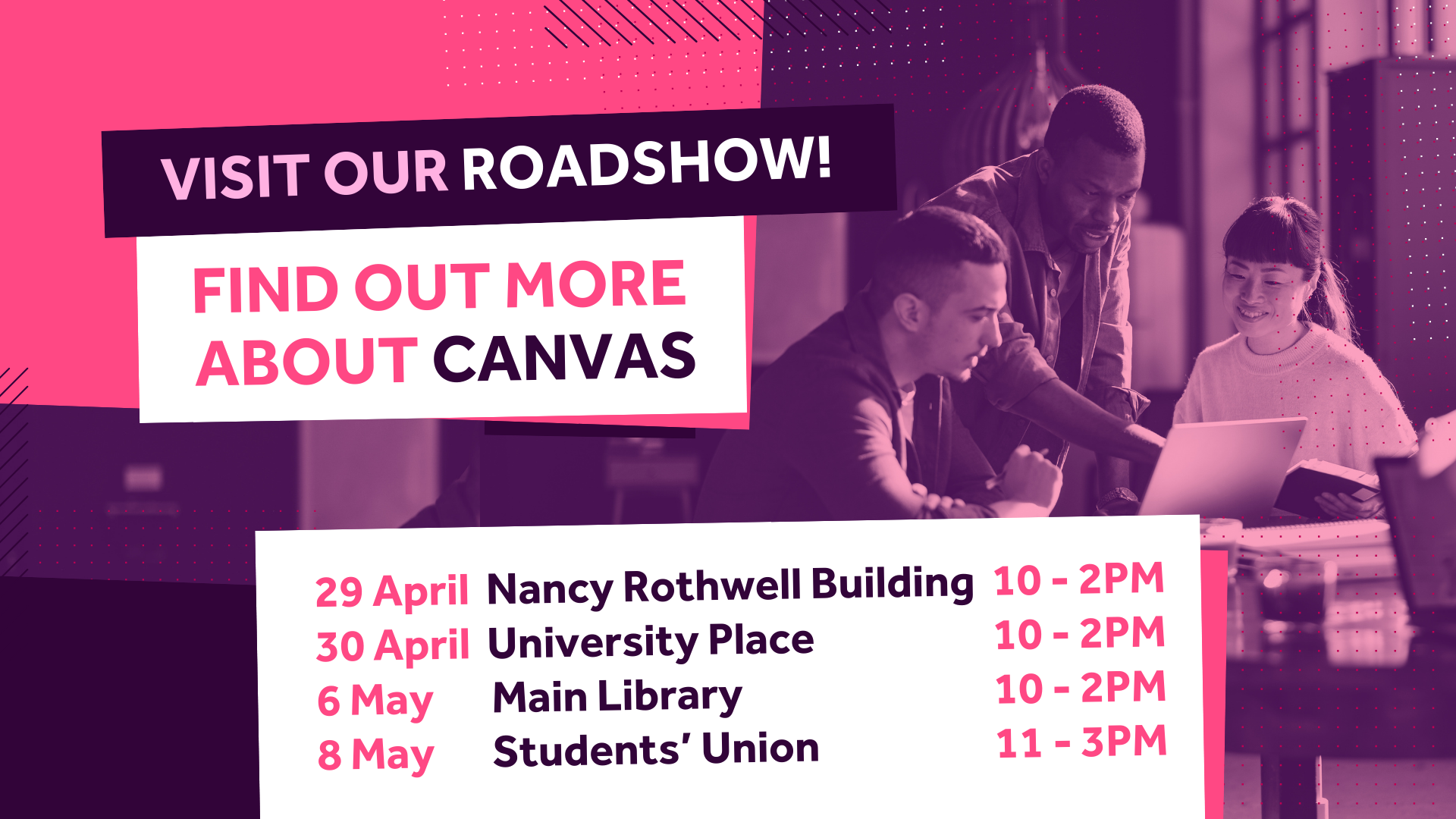 Visit our roadshow to hear all about Canvas! – Student News
